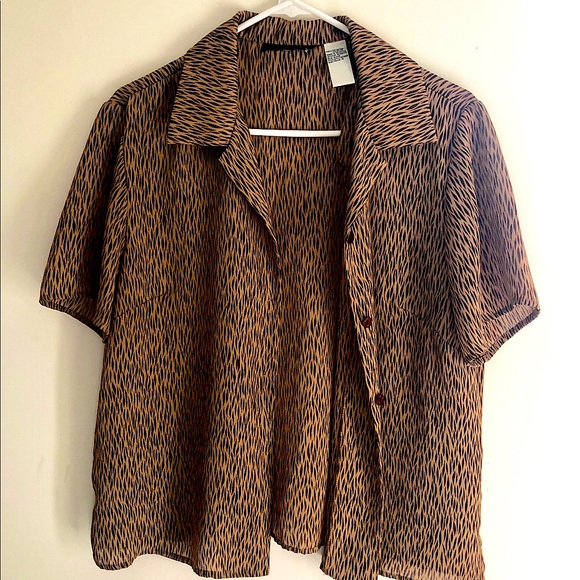 Tops | Vintage Animal Print Button Up | Poshmark